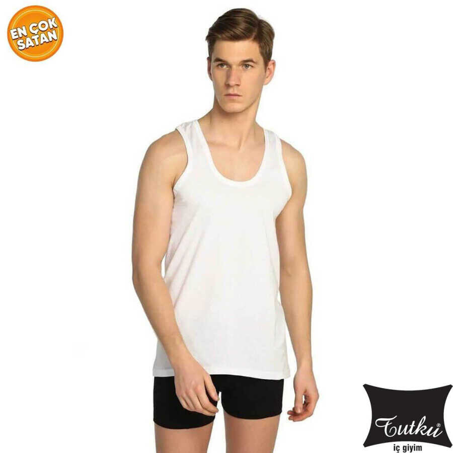 Erkek Penye Atlet No:6 Beyaz - Tutku T-Shirt Tutku